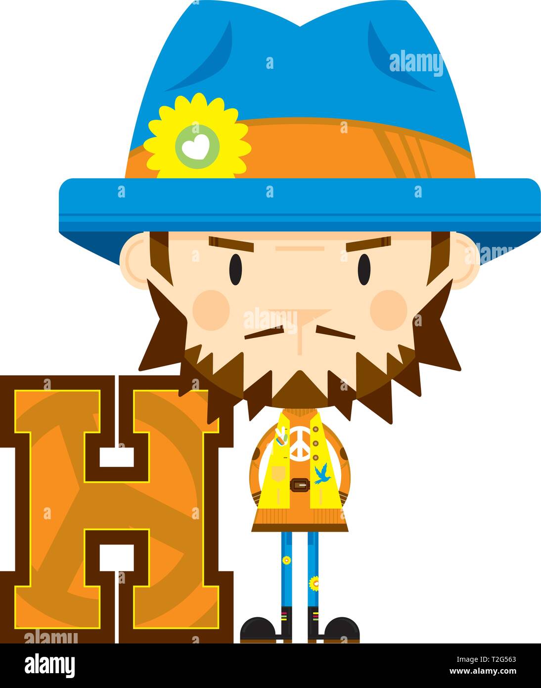 H is for Hippie Alphabet Learning Educational Illustration Stock Vector ...