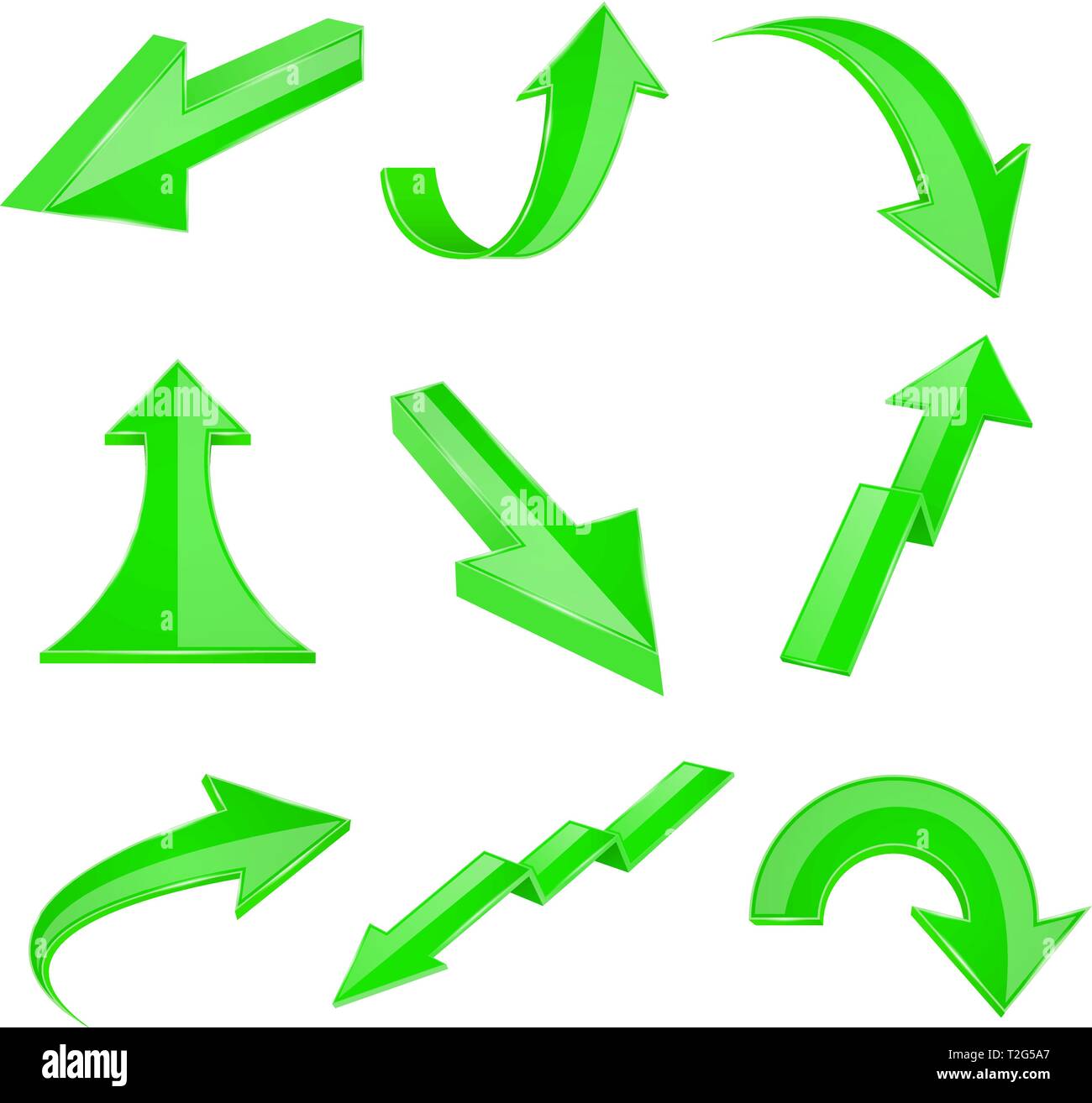 Green Bent Arrows Shiny 3d Icons Vector Illustration Isolated On White Background Stock Vector green-bent-arrows-shiny-3d-icons-vector-illustration-isolated-on-white-background-stock-vector