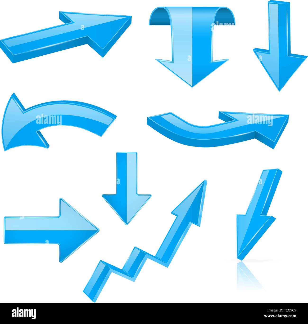 3d arrows. Blue signs and symbols. Vector illustration isolated on ...