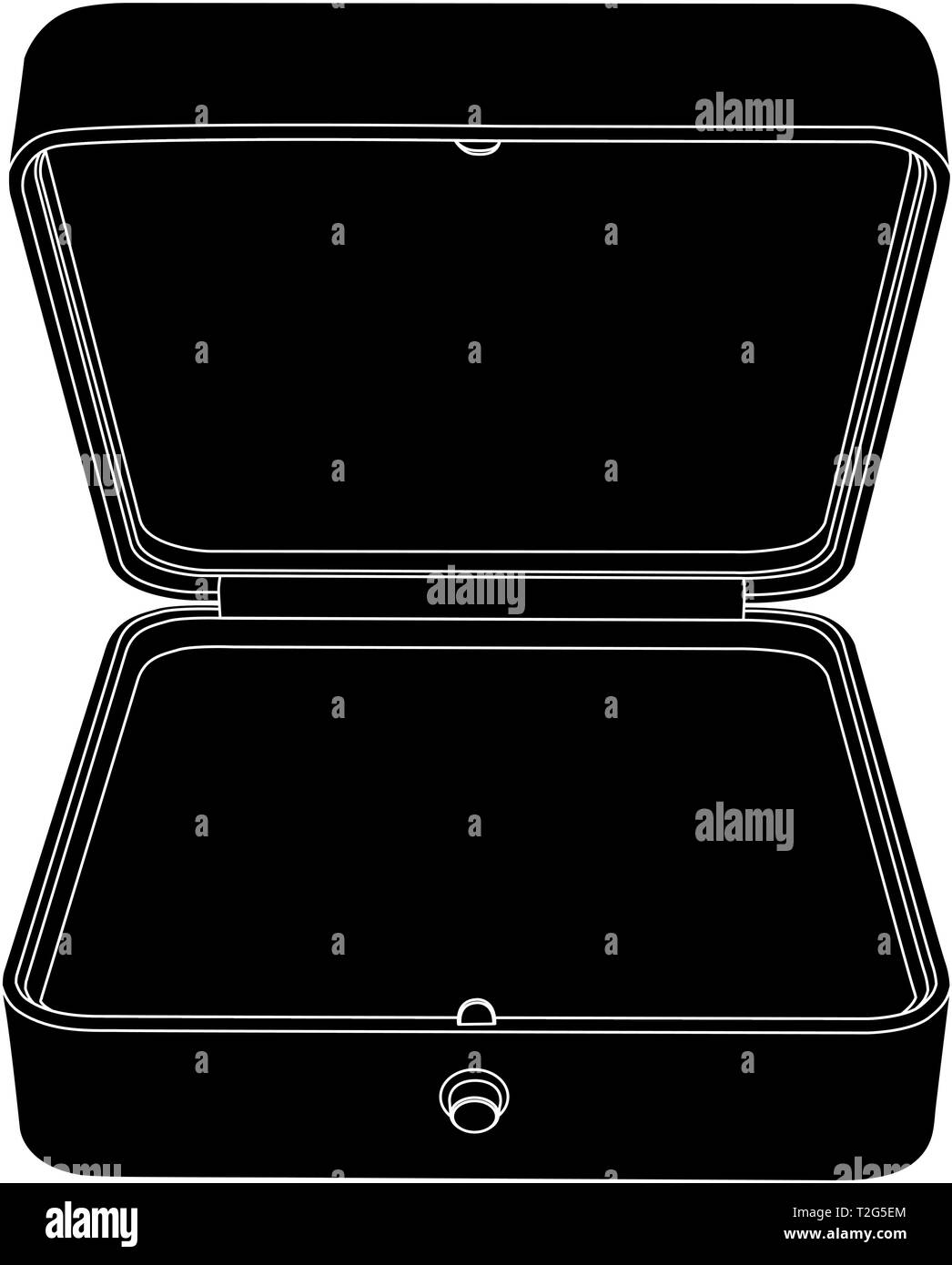Empty open jewelry box. Black outline icon. Vector illustration ...