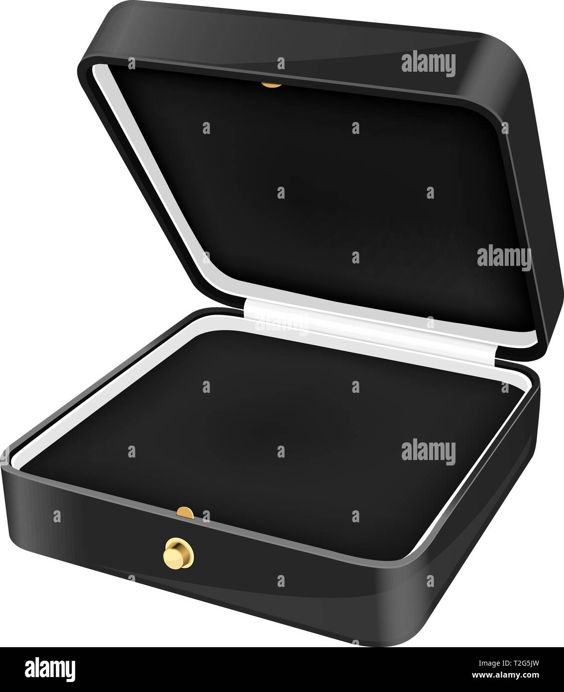 Black jewelry box. Open empty box. Vector 3d illustration isolated on ...