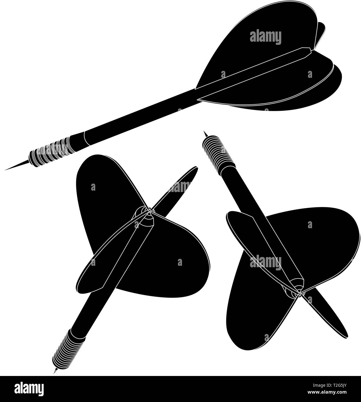 Darts. Black icons. Vector illustration isolated on white background ...