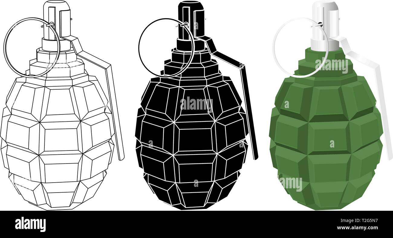 Military hand grenade. Vector illustration isolated on white background ...