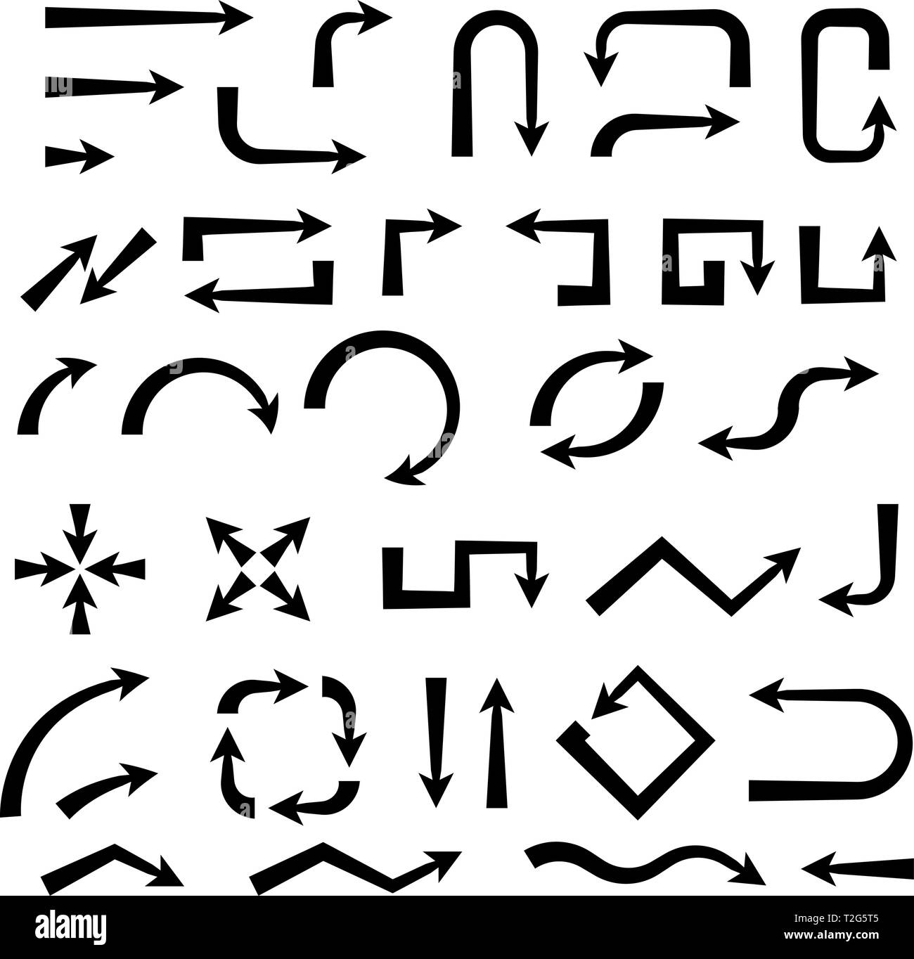 Black bold arrows. Set of symbols. Vector illustration isolated on ...