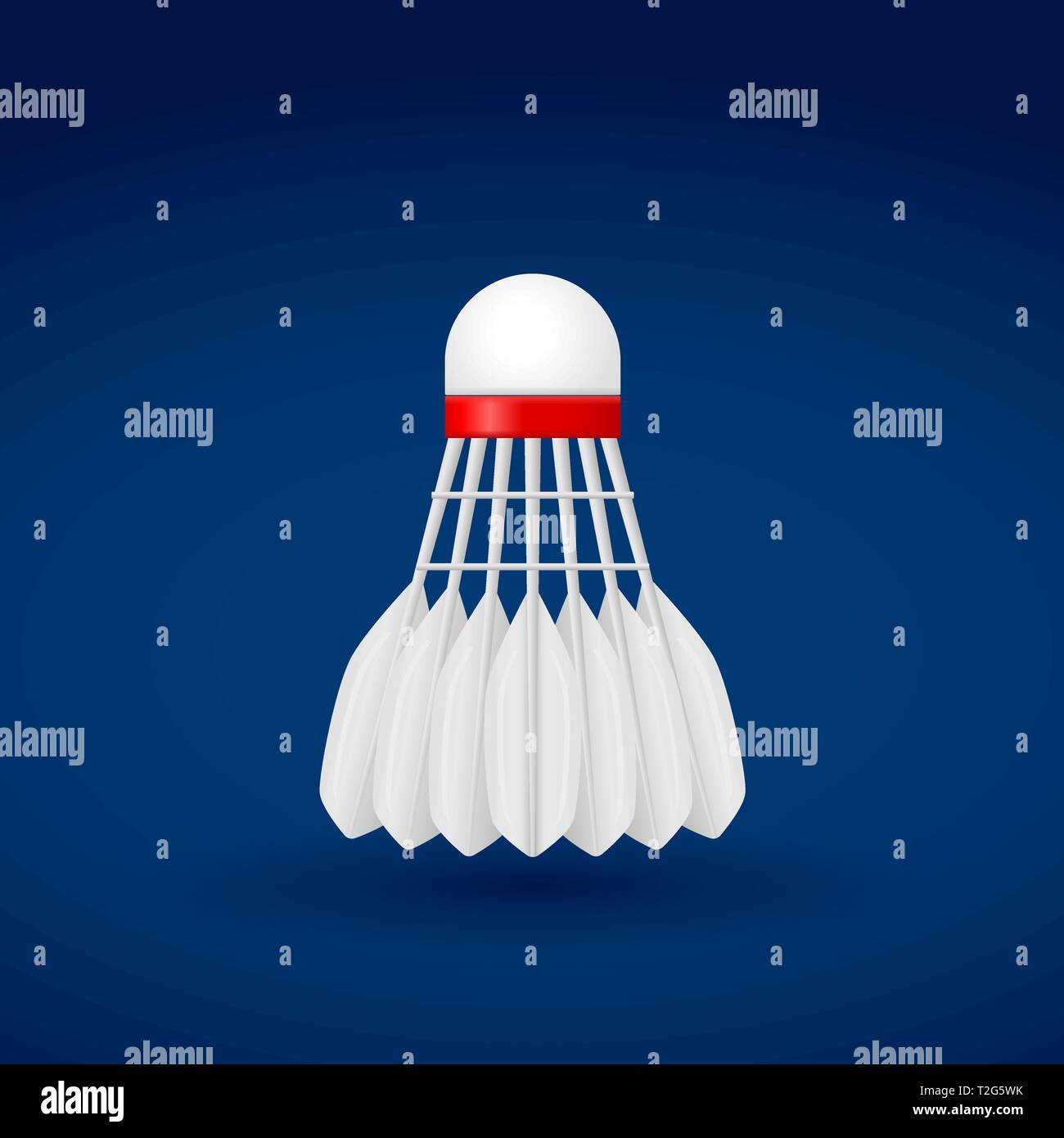 Shuttlecock. White badminton accessory on blue background. Vector 3d ...