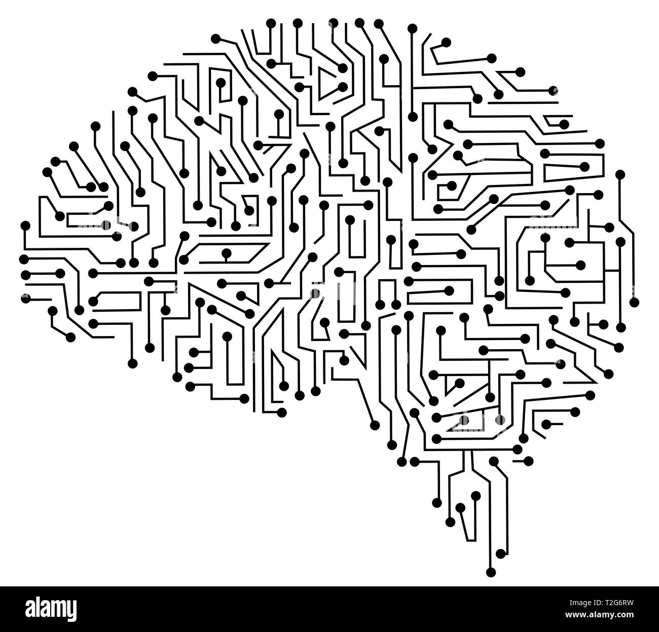 mind brain technology connection network illustration Stock Photo - Alamy