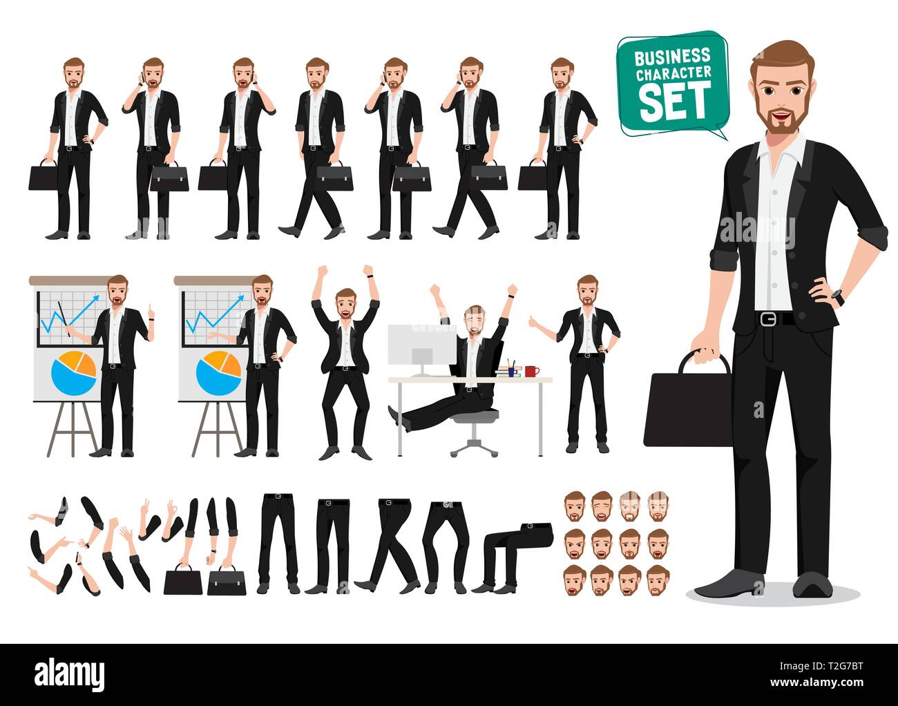 Business man vector character set. Male office person cartoon character ...