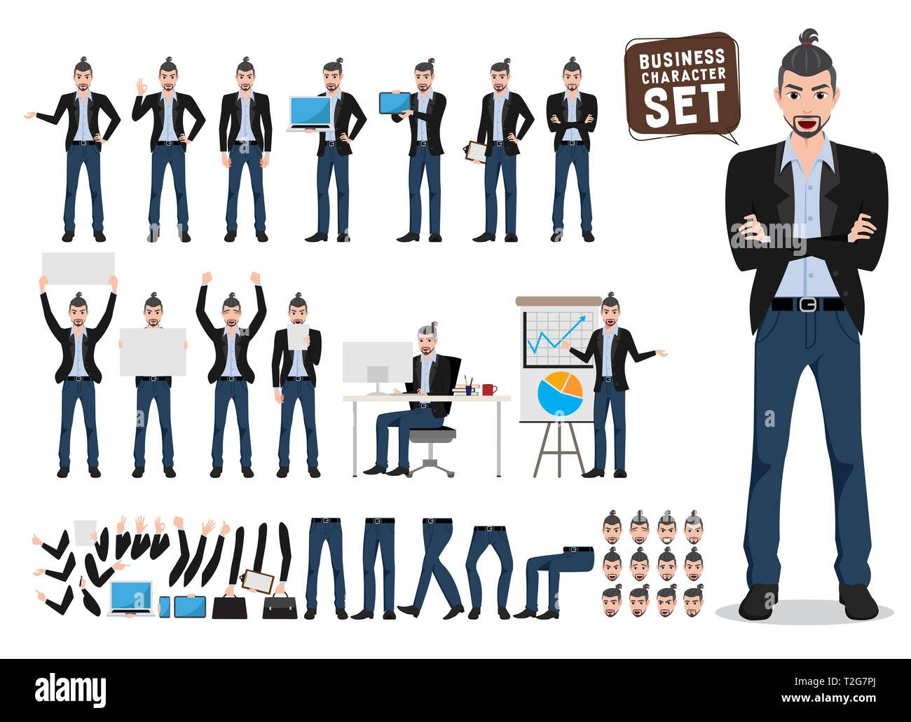 Male business character vector set. Artist or designer cartoon ...