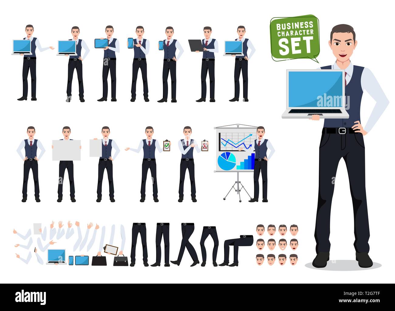 Business man vector character creation set with male office person ...