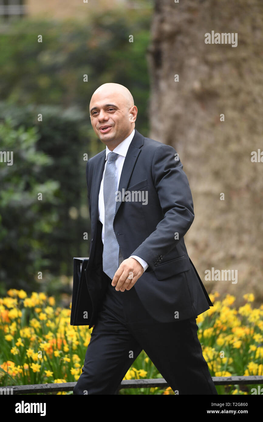 Home Secretary Sajid Javid arrives in Downing Street, London, for a ...