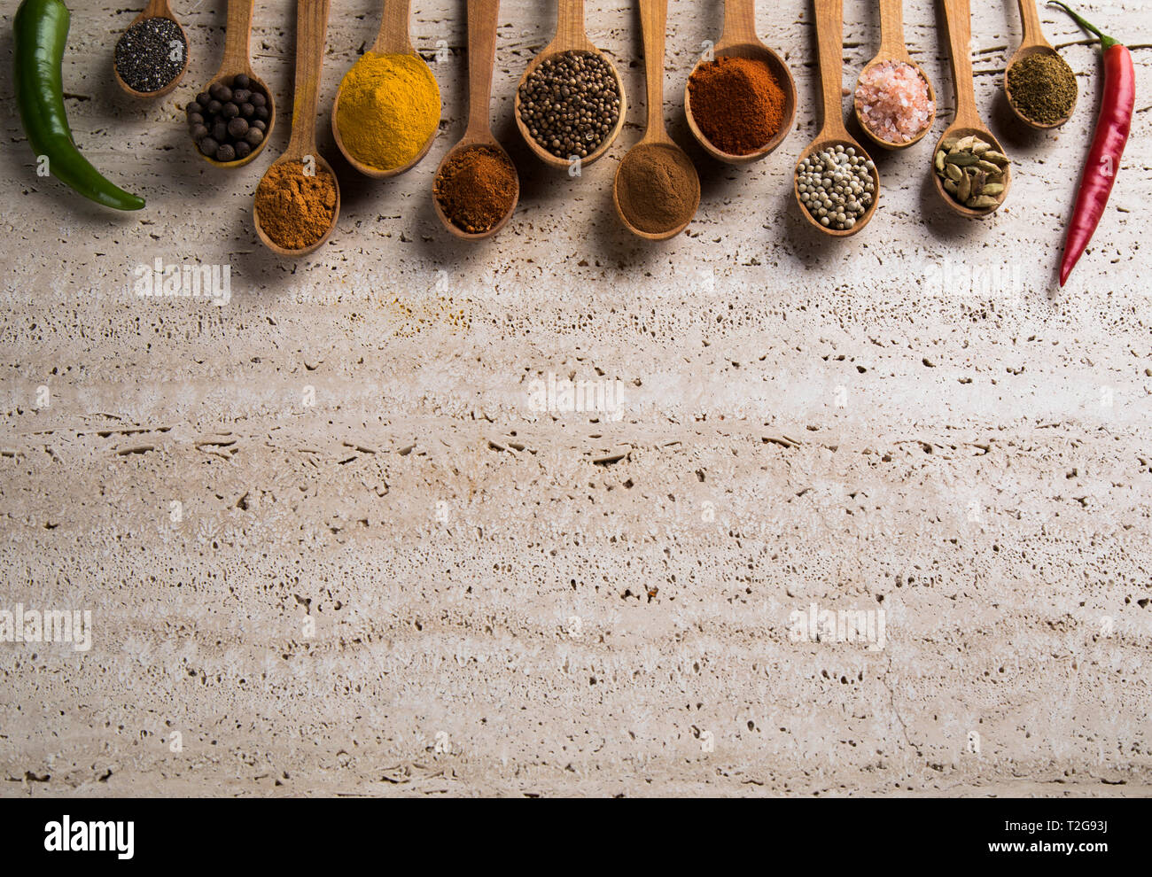 Cookbook and various spices background Stock Photo - Alamy
