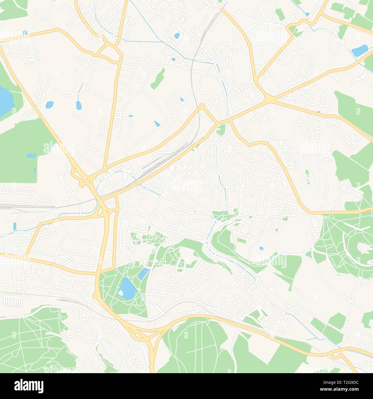 Printable map of Teplice, Czechia with main and secondary roads and ...