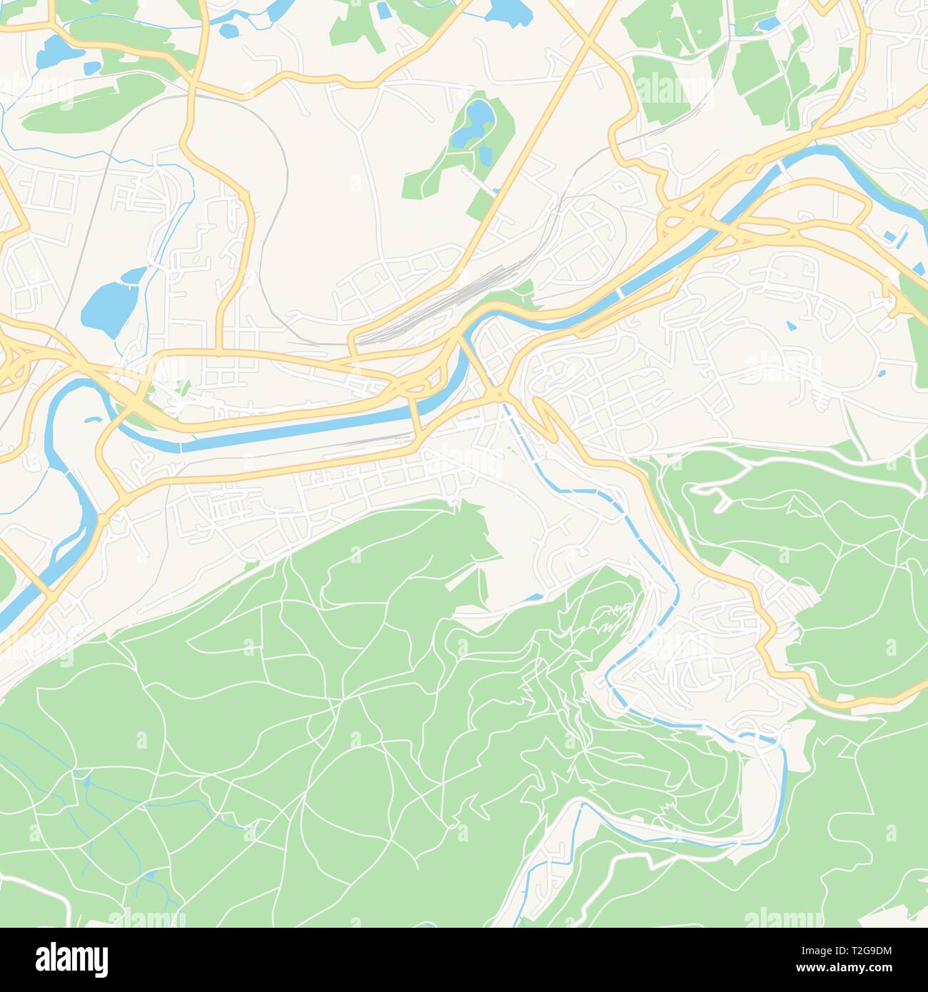 Printable map of Karlovy Vary, Czechia with main and secondary roads ...