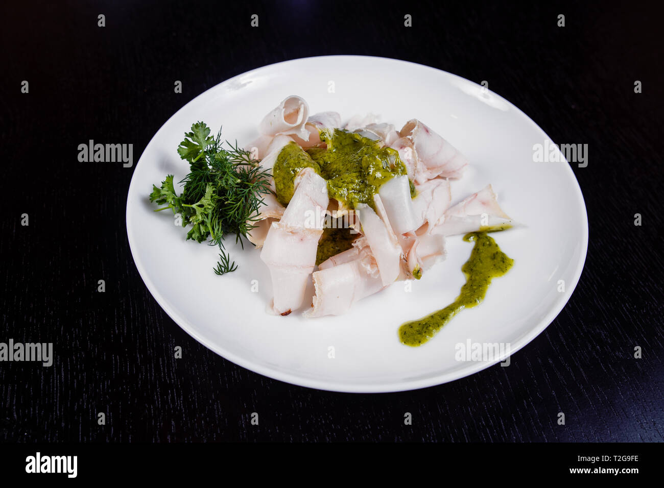 Lard. Strips of fat with copy space. Dry lard with herbs. Fat from the ...