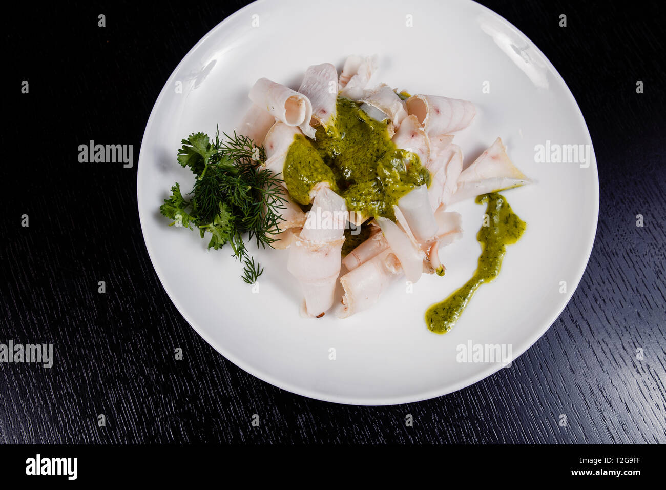 Lard. Strips of fat with copy space. Dry lard with herbs. Fat from the ...