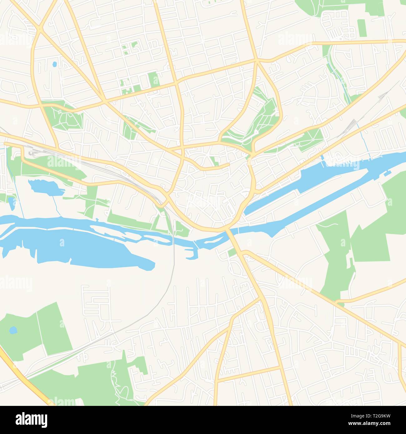 Printable map of Randers, Denmark with main and secondary roads and ...