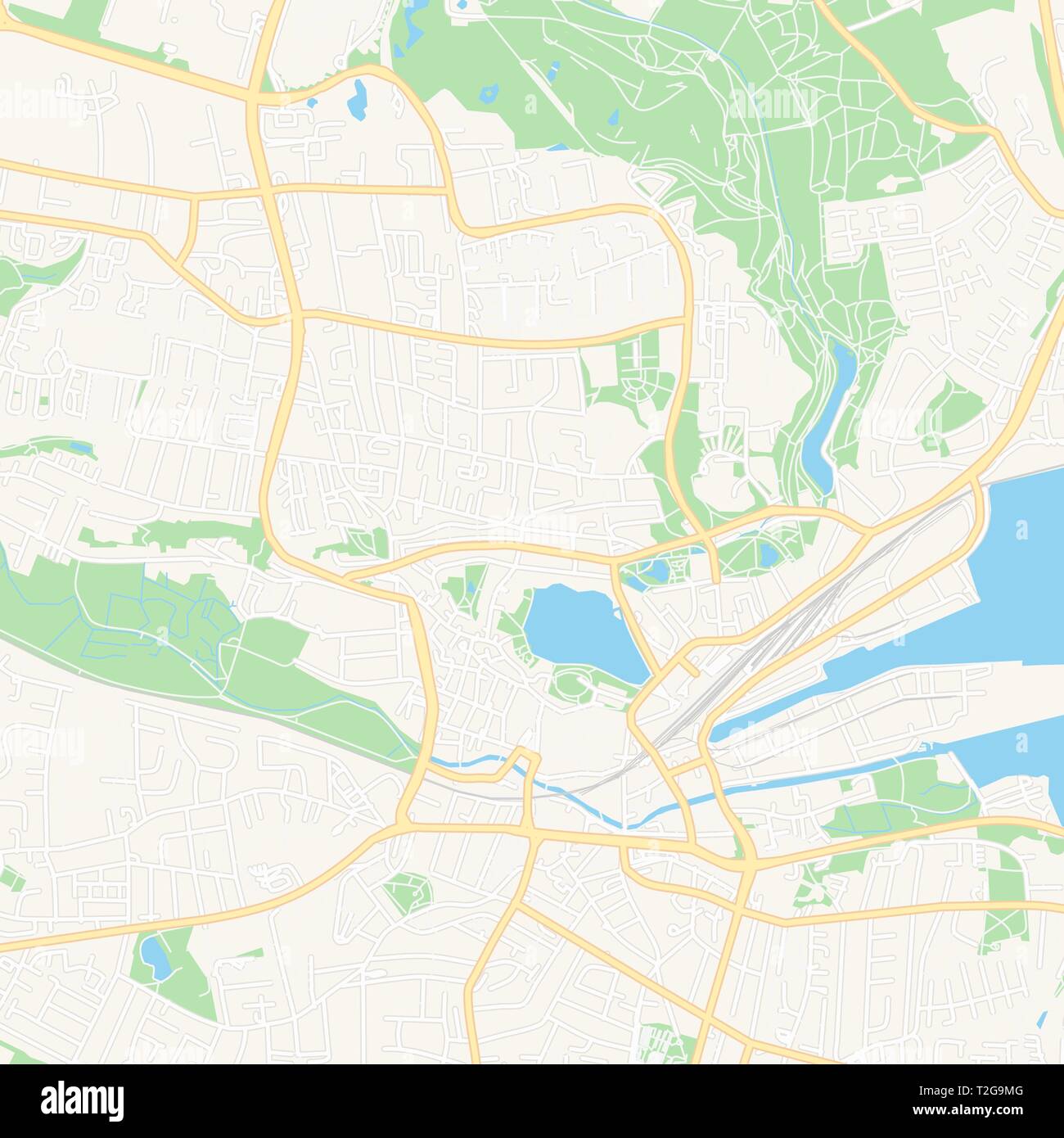 Printable map of Kolding, Denmark with main and secondary roads and ...