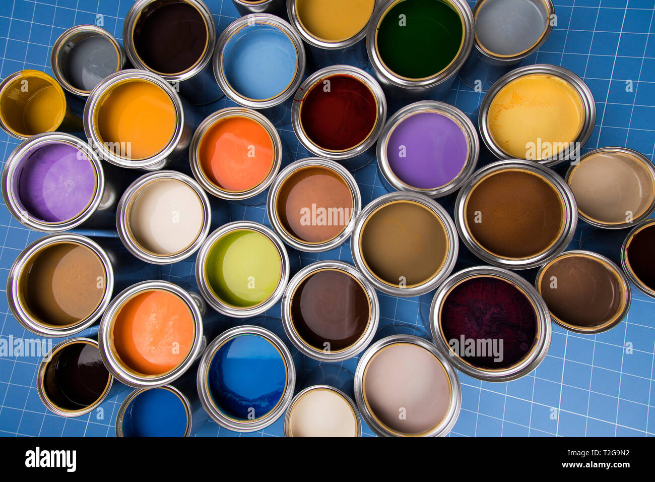 Background from multi color cans of paint Stock Photo - Alamy