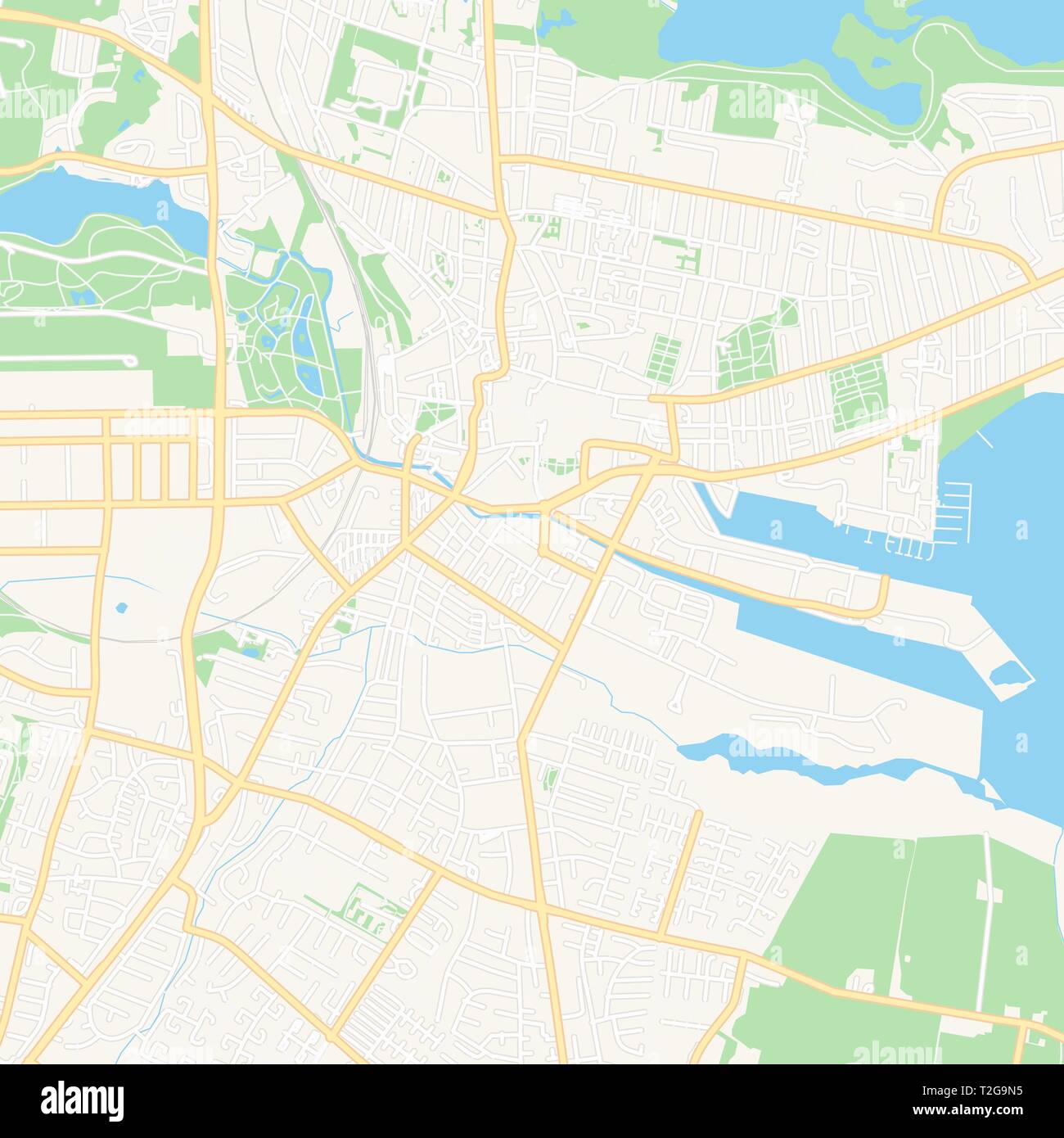 Printable map of Horsens, Denmark with main and secondary roads and ...