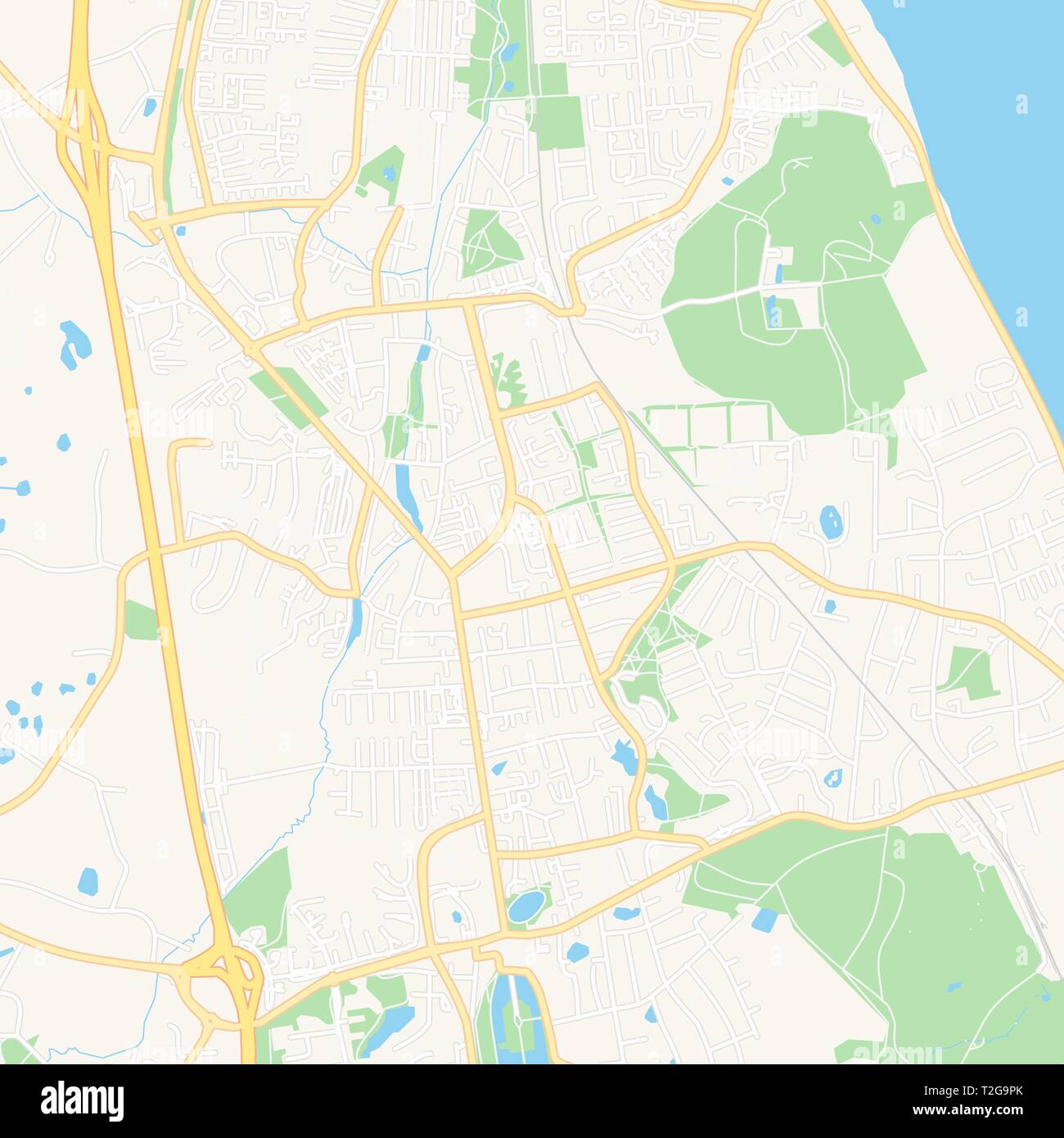 Printable map of Horsholm, Denmark with main and secondary roads and ...