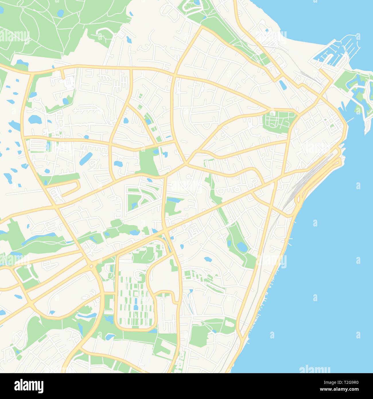 Printable map of Helsingor, Denmark with main and secondary roads and ...