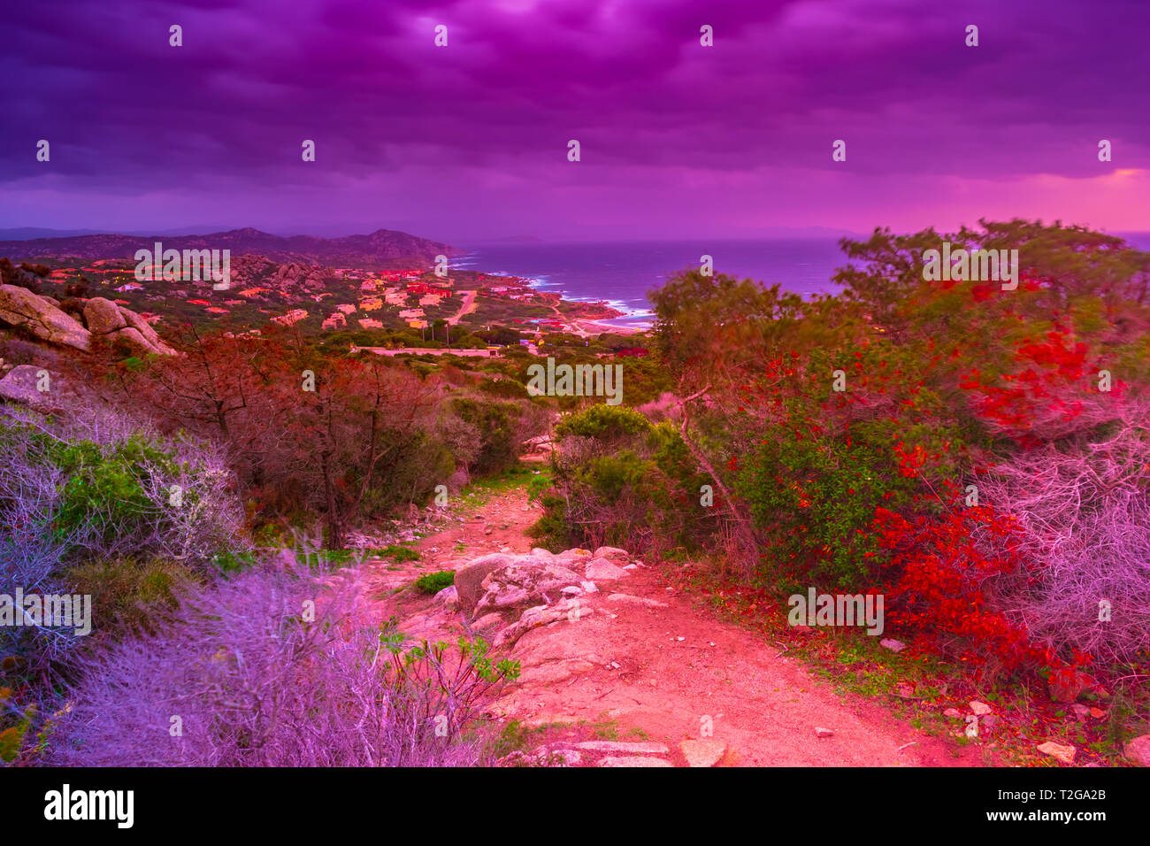 Stunning sunset landscape in northern Sardinia. Capo Testa, Santa ...