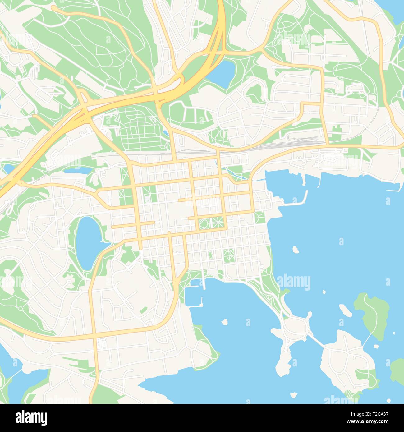 Printable map of Kuopio, Finland with main and secondary roads and ...
