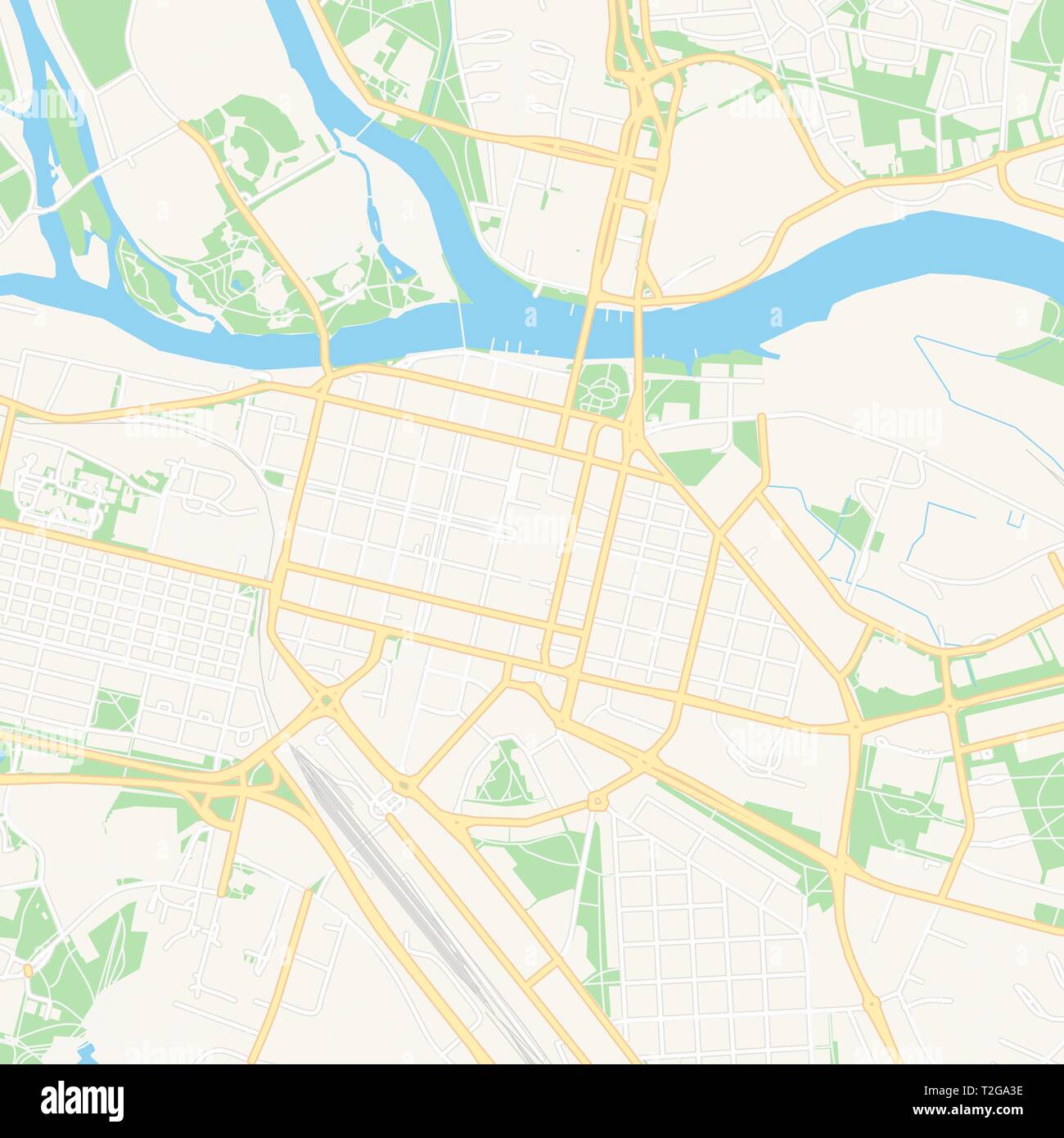 Printable map of Pori, Finland with main and secondary roads and larger ...