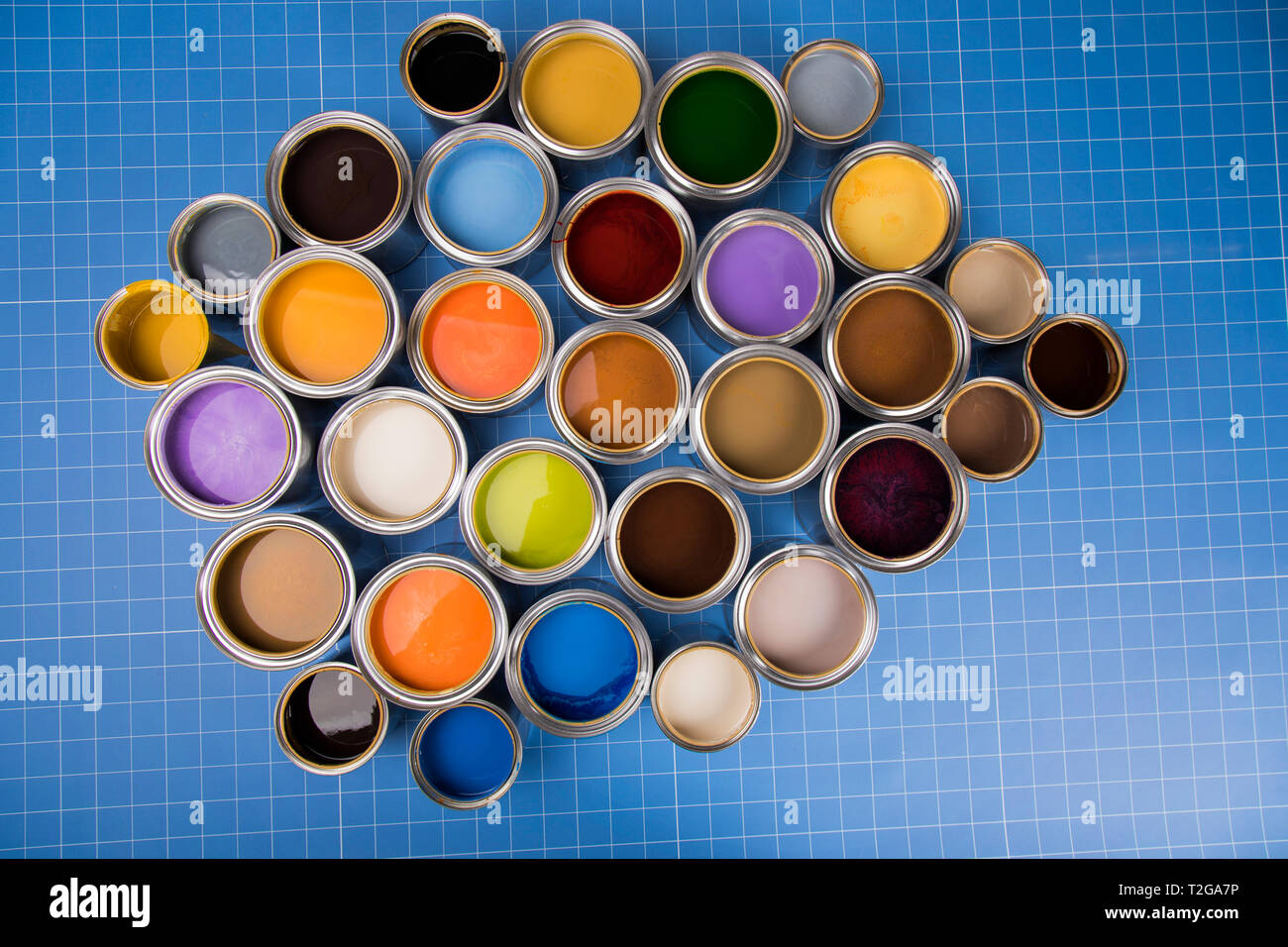 Background from multi color cans of paint Stock Photo - Alamy