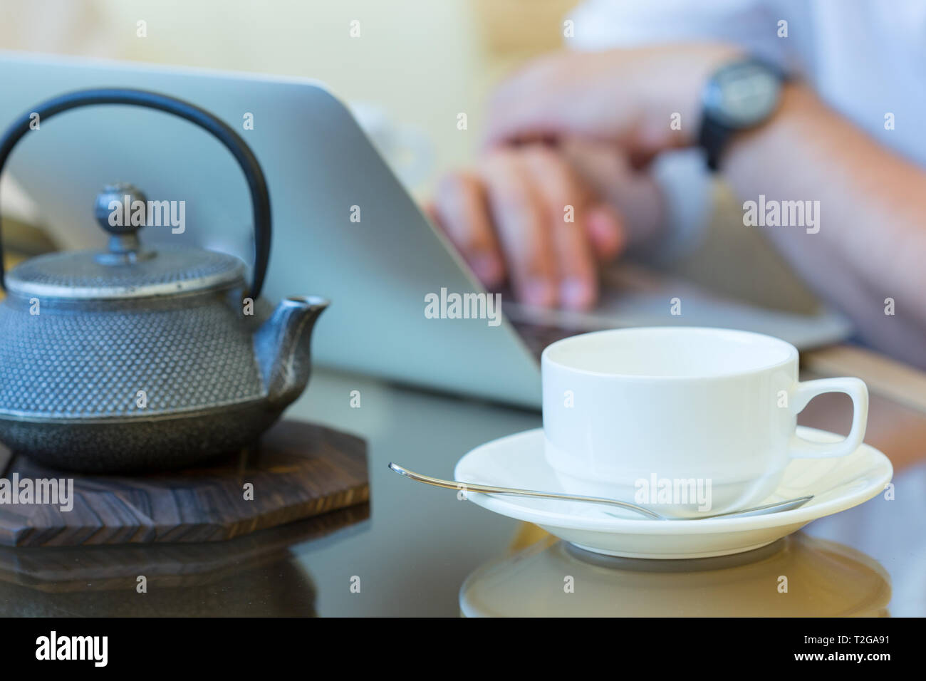 Breakfast tea in a cafe Stock Photo - Alamy