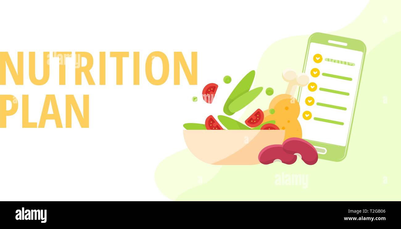 Proper nutrition plan mobile application on smartphone. Diet and ...