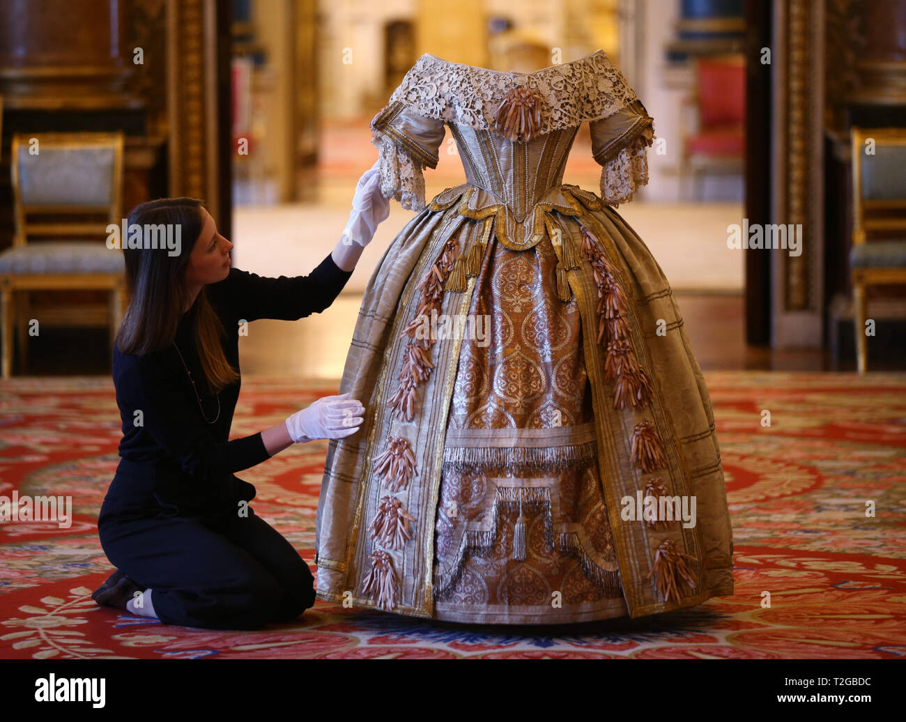 Buckingham Palace Staff Arranging Queen Victorias Stuart Ball Costume