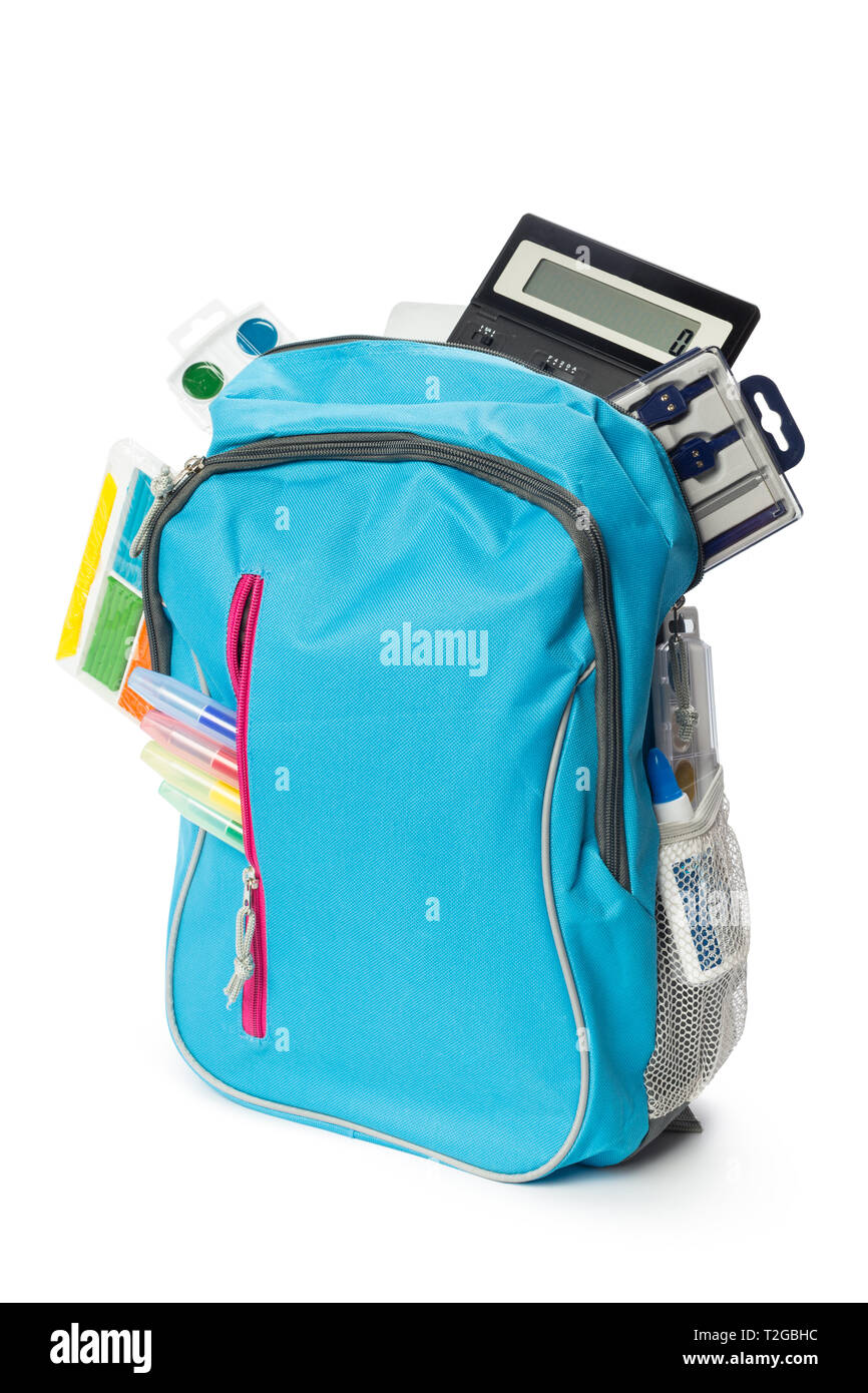 Exercise book backpack school bag Cut Out Stock Images & Pictures - Alamy
