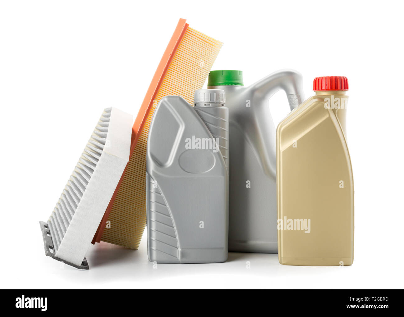 Car oil filters and motor oil can isolated on white Stock Photo - Alamy