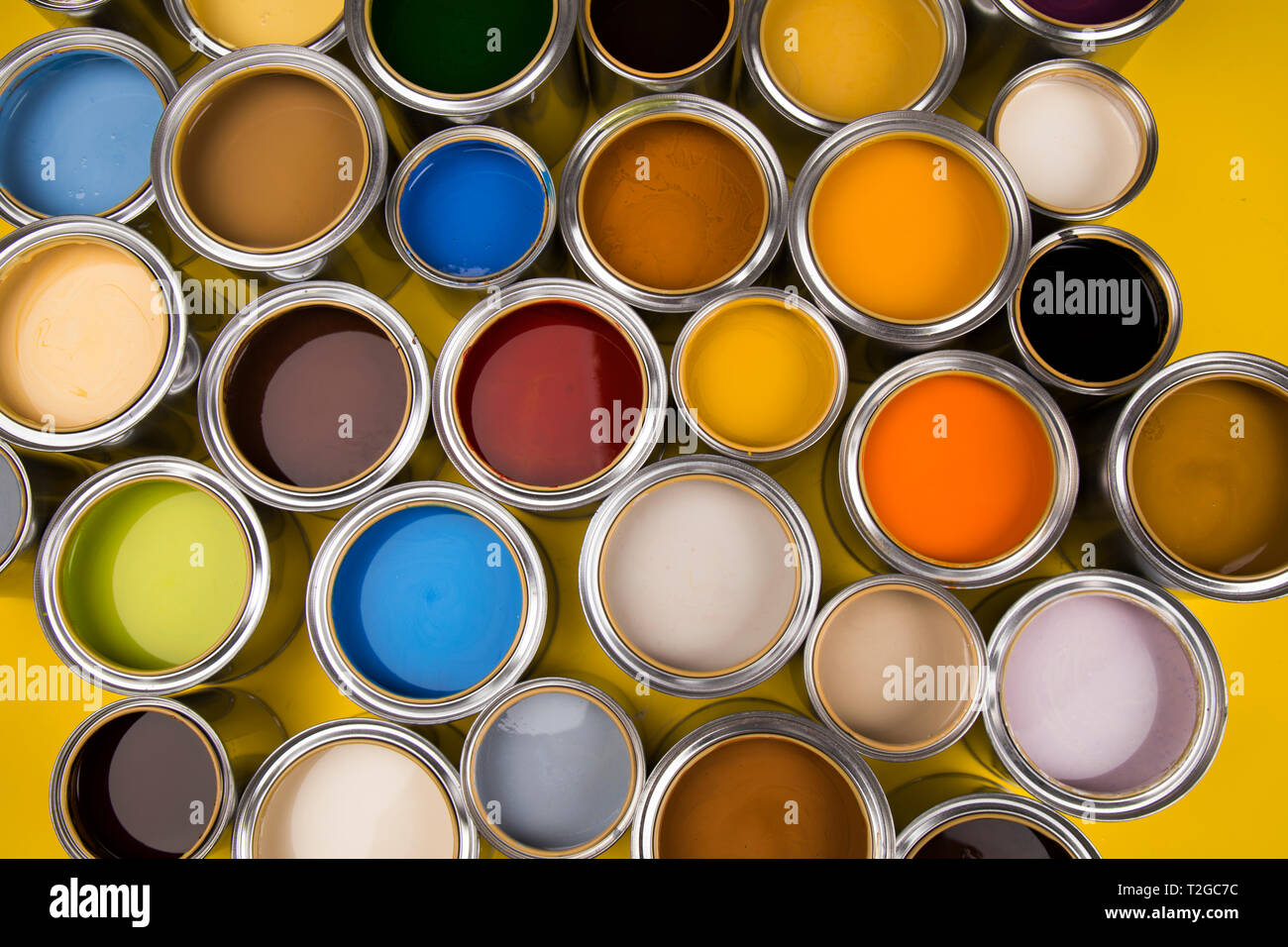 Tin metal cans, Painting background Stock Photo - Alamy