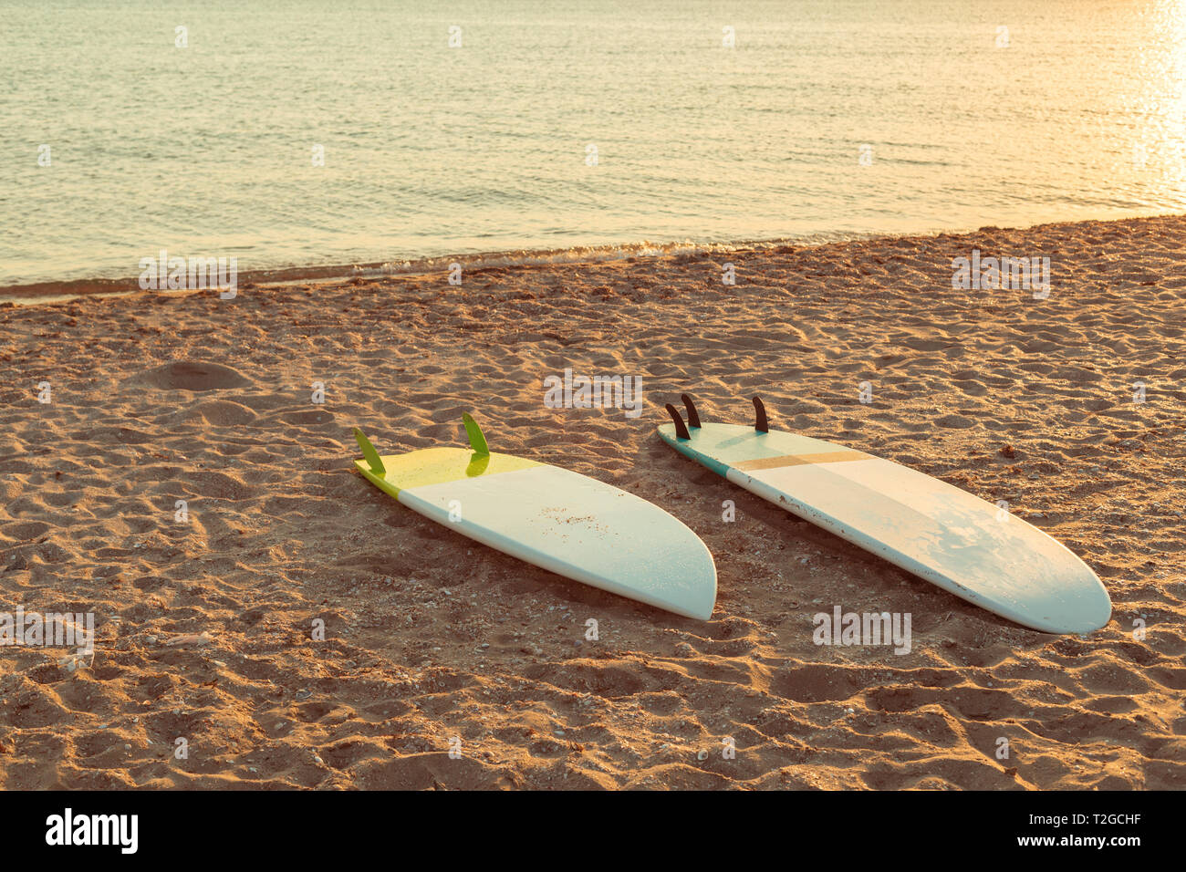 Surfboards on the beach Stock Photo - Alamy