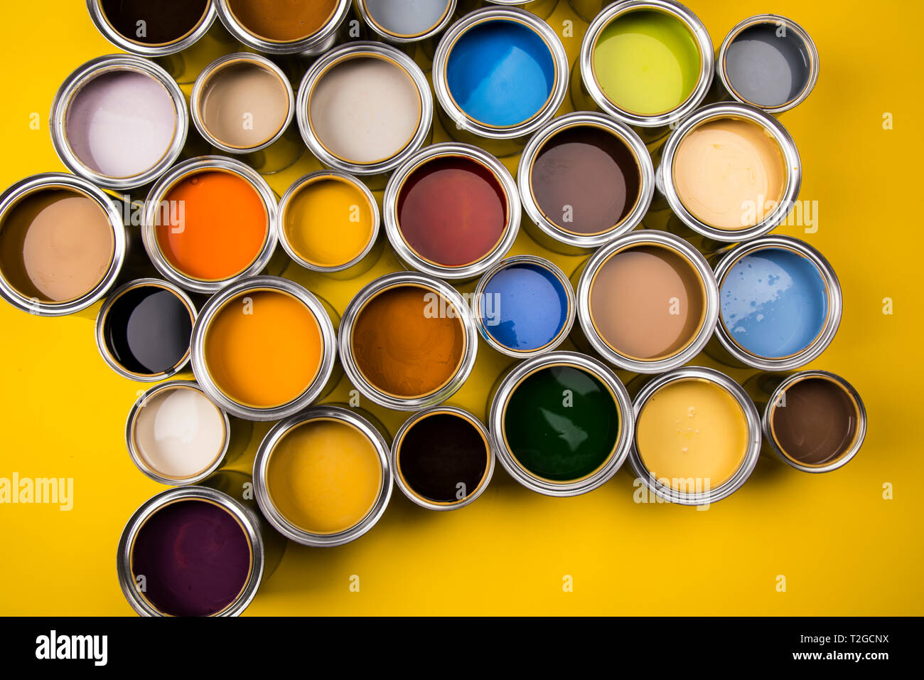 Tin metal cans, Painting background Stock Photo - Alamy