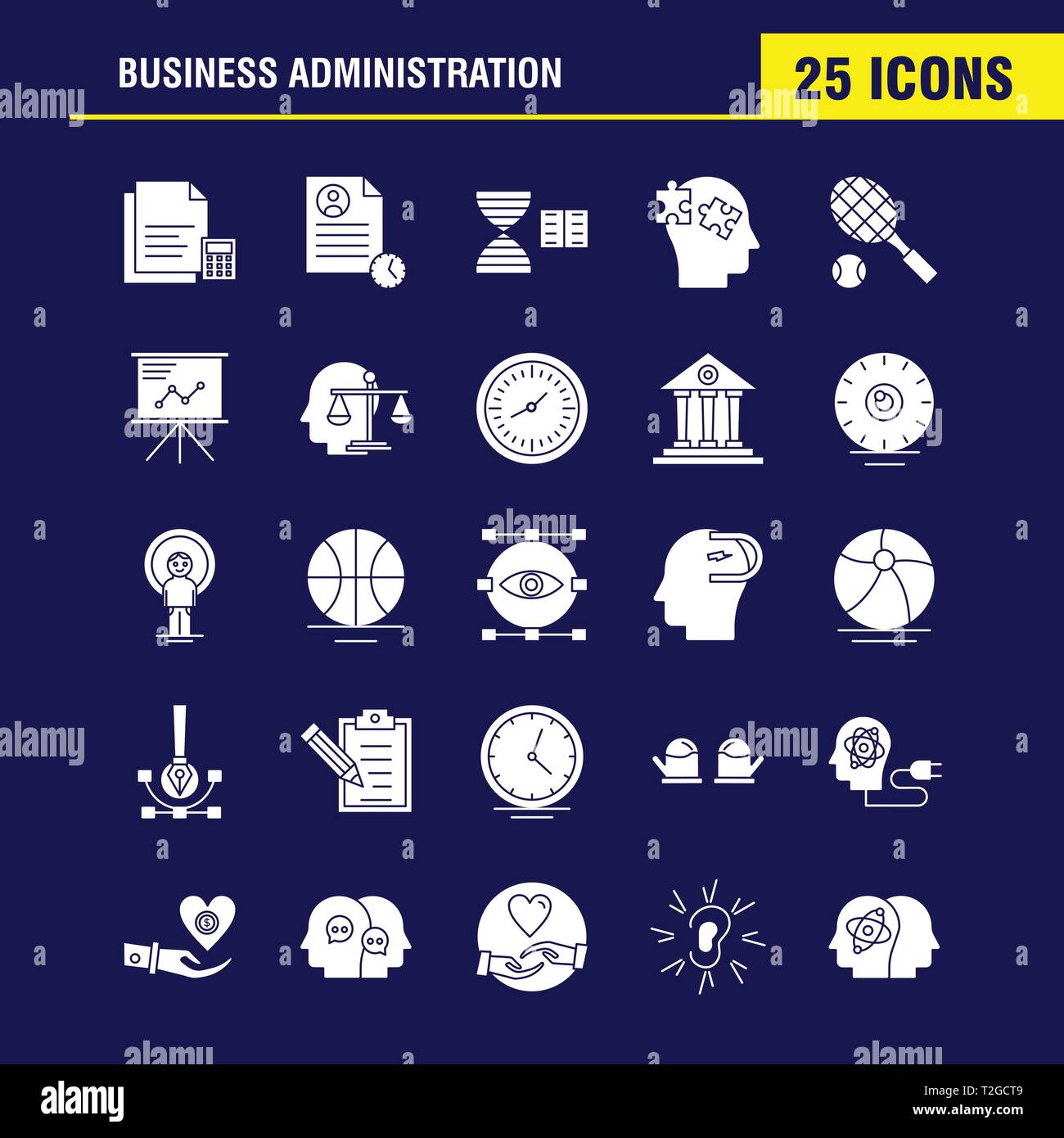 Business Concepts Solid Glyph Icons Set For Infographics, Mobile UX/UI ...