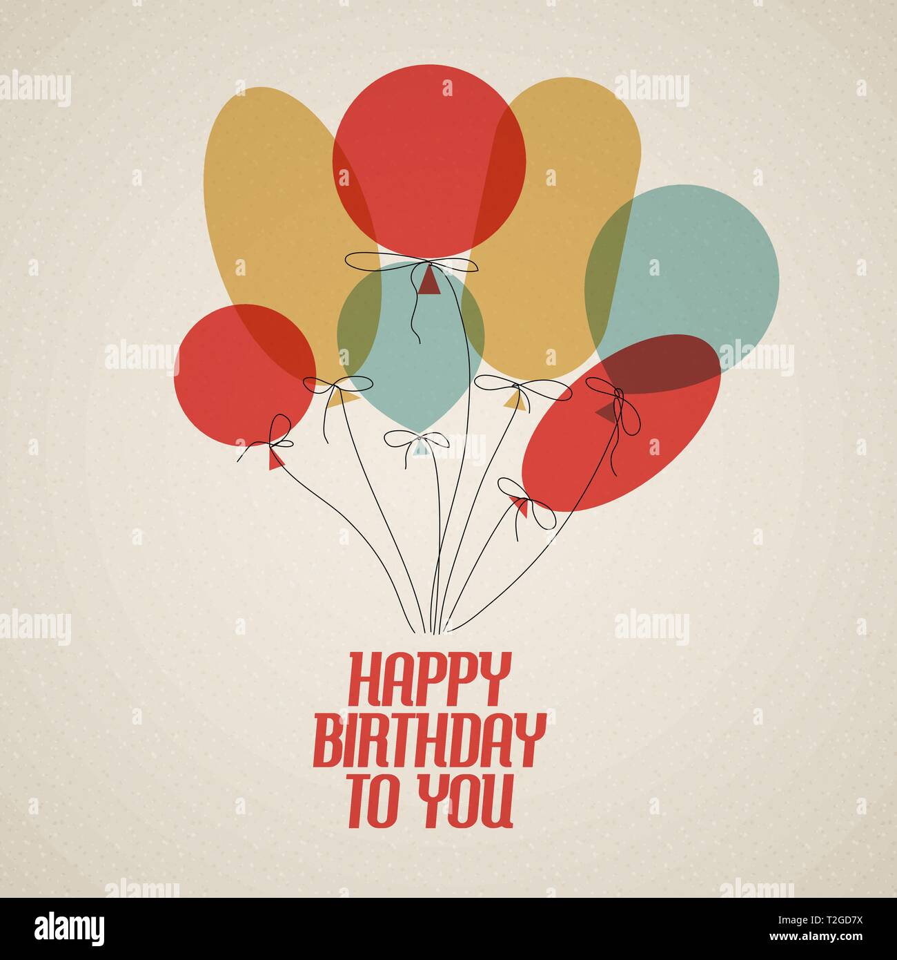 Happy birthday retro vector illustration card with balloons Stock ...