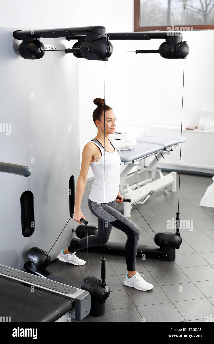 the spine exercises the muscles in the exercise room at the training ...