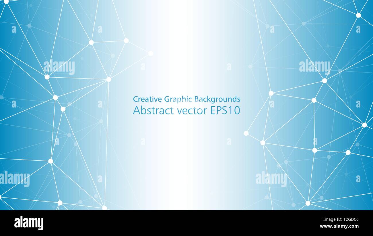 Digital technology illustration background, vector dots and lines ...