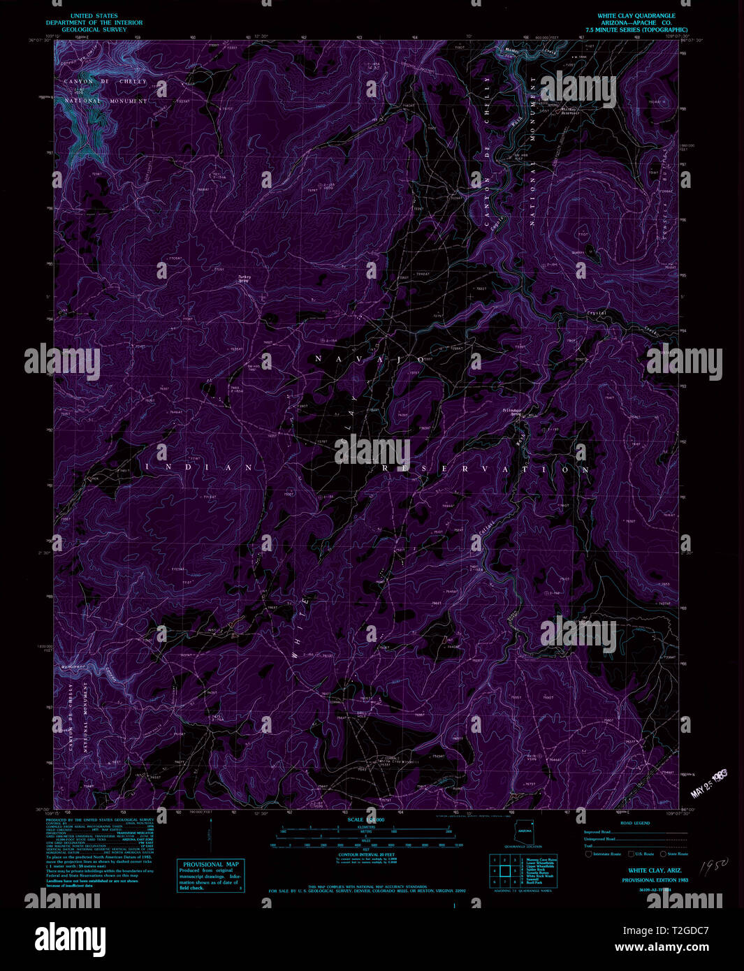USGS TOPO Map Arizona AZ White Clay 314044 1983 24000 Inverted ...