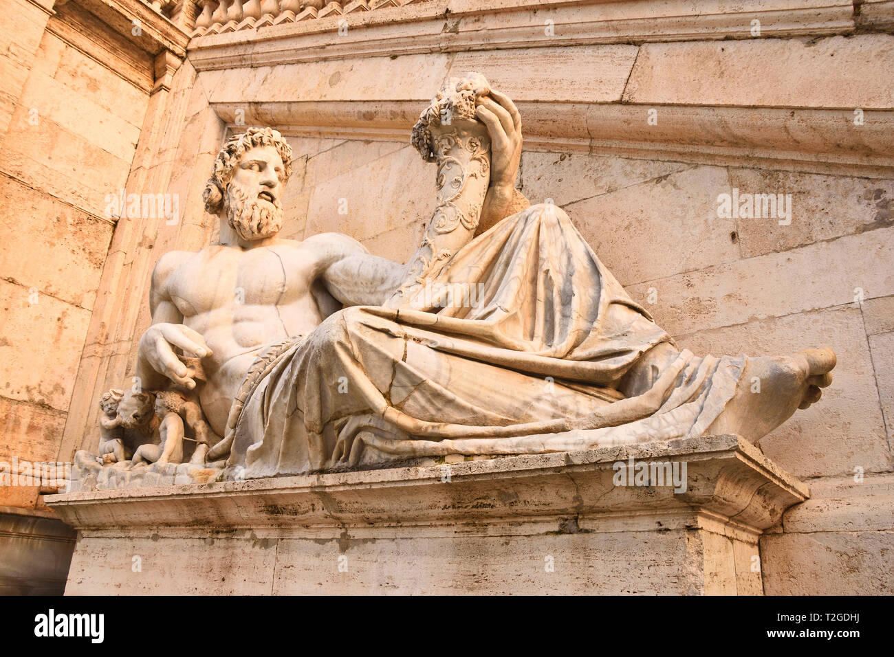 The ancient Roman statue of river god, as allegory of the Tiber River ...