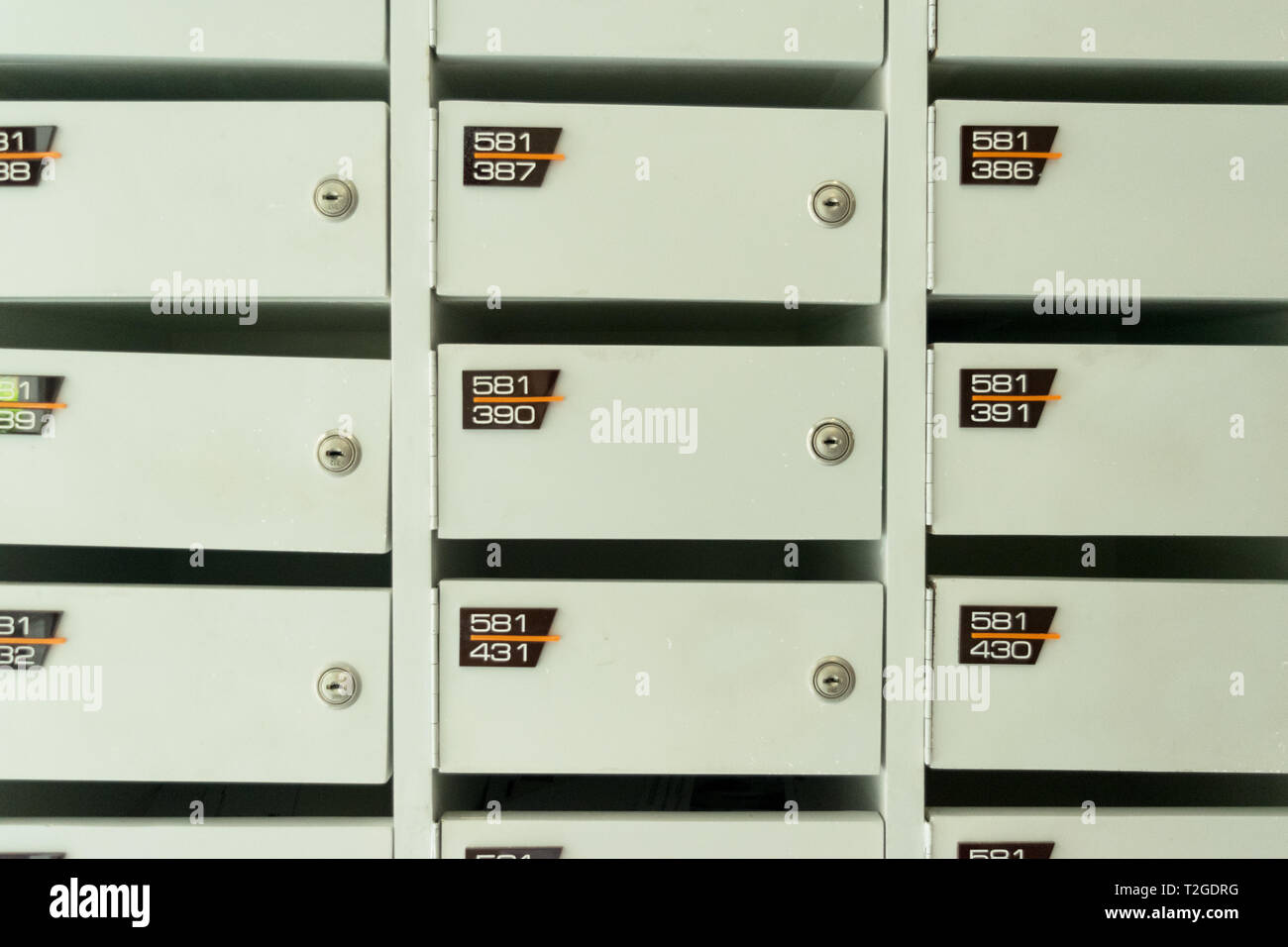 white wooden mailbox service for texture background Stock Photo - Alamy