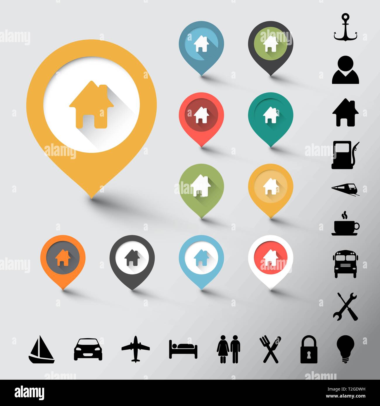 Collection of various retro color pointers with icons Stock Vector ...