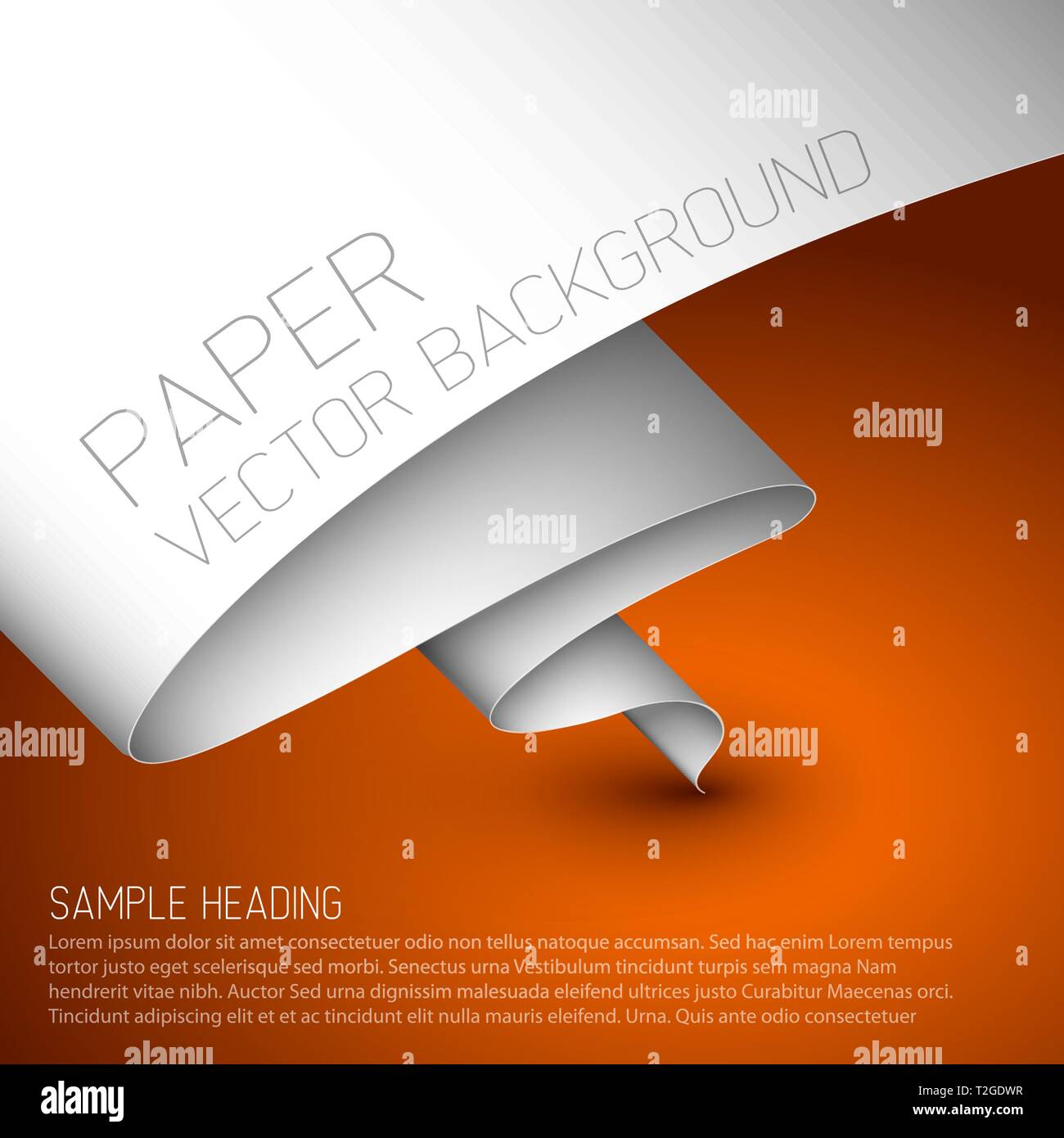Vector orange simple background with folded white paper Stock Vector ...