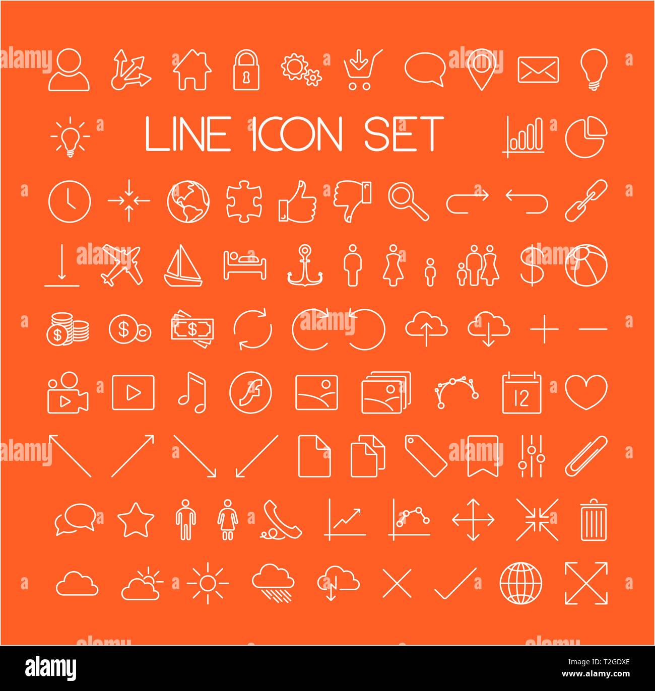 Big modern Vector thin line icon collection Stock Vector Image & Art ...