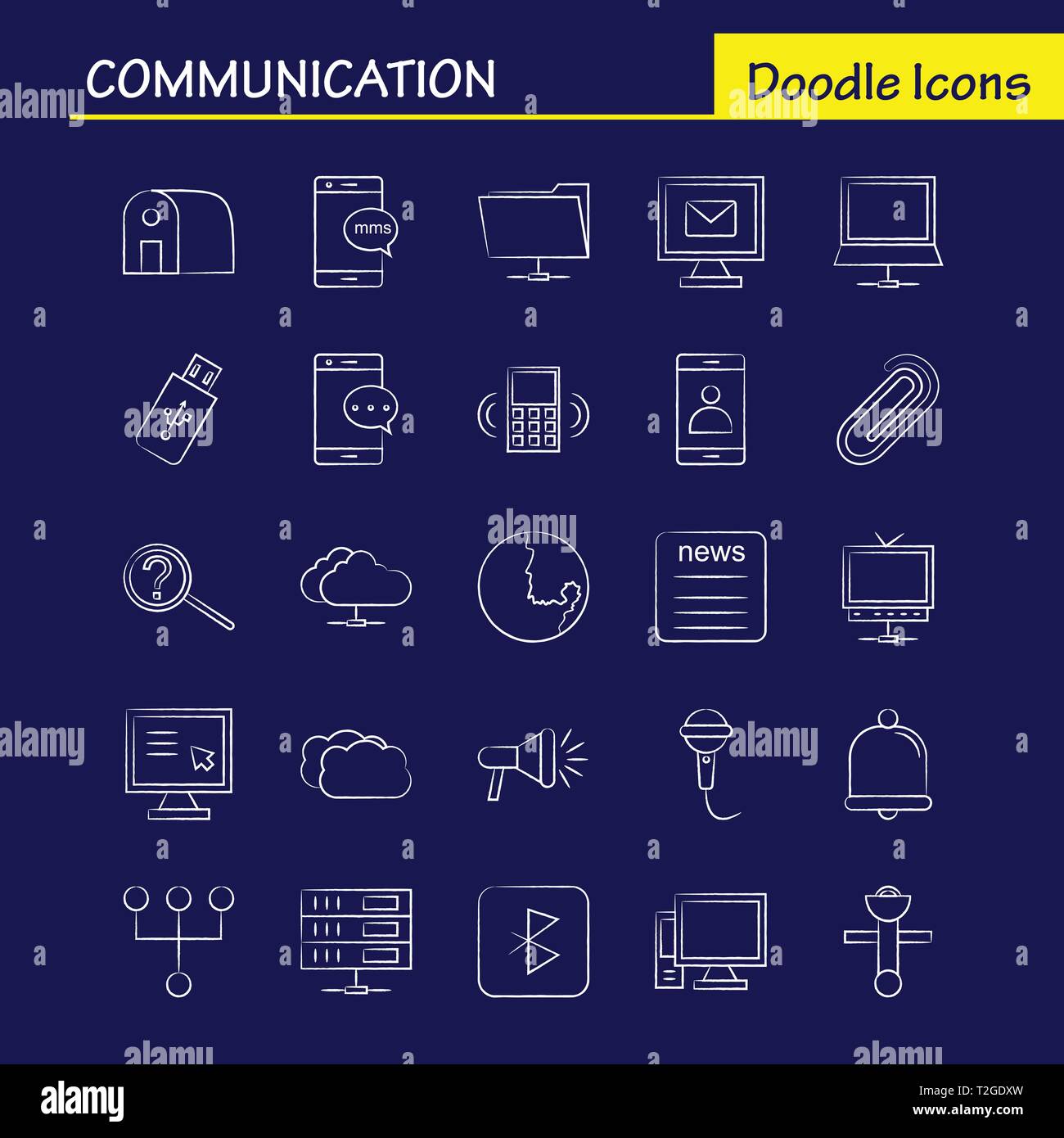Communication Hand Drawn Icons Set For Infographics, Mobile UX/UI Kit ...
