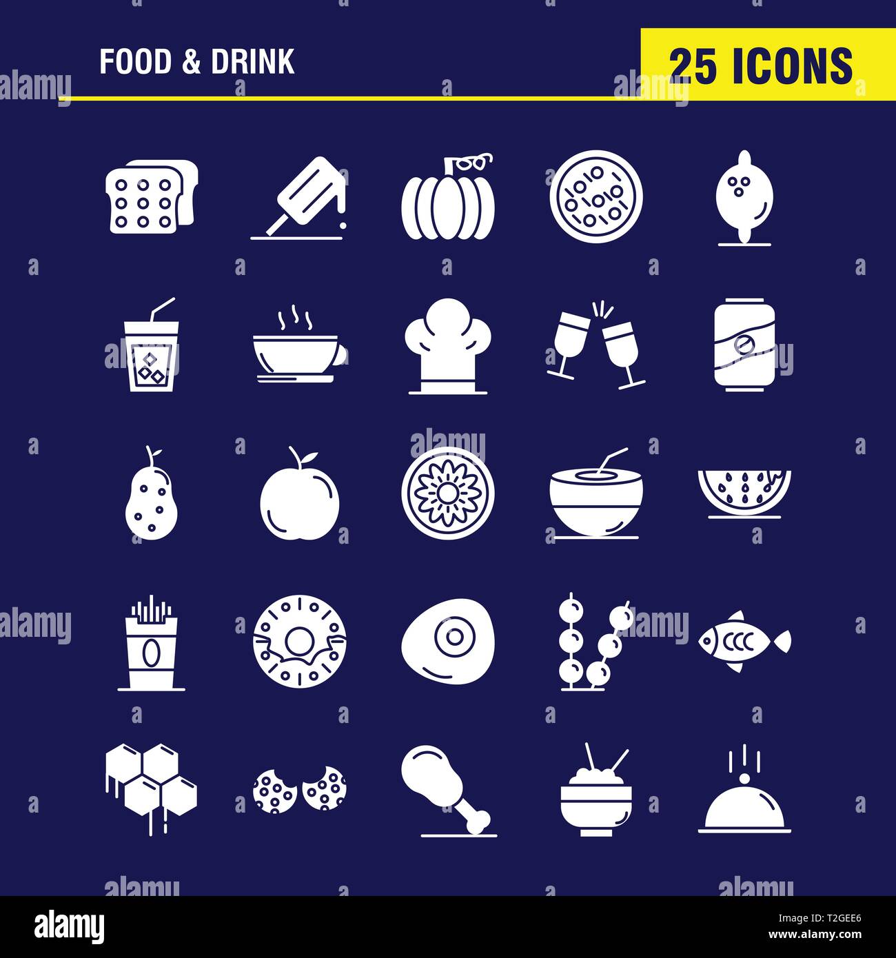 Food And Drink Solid Glyph Icons Set For Infographics, Mobile UX/UI Kit ...