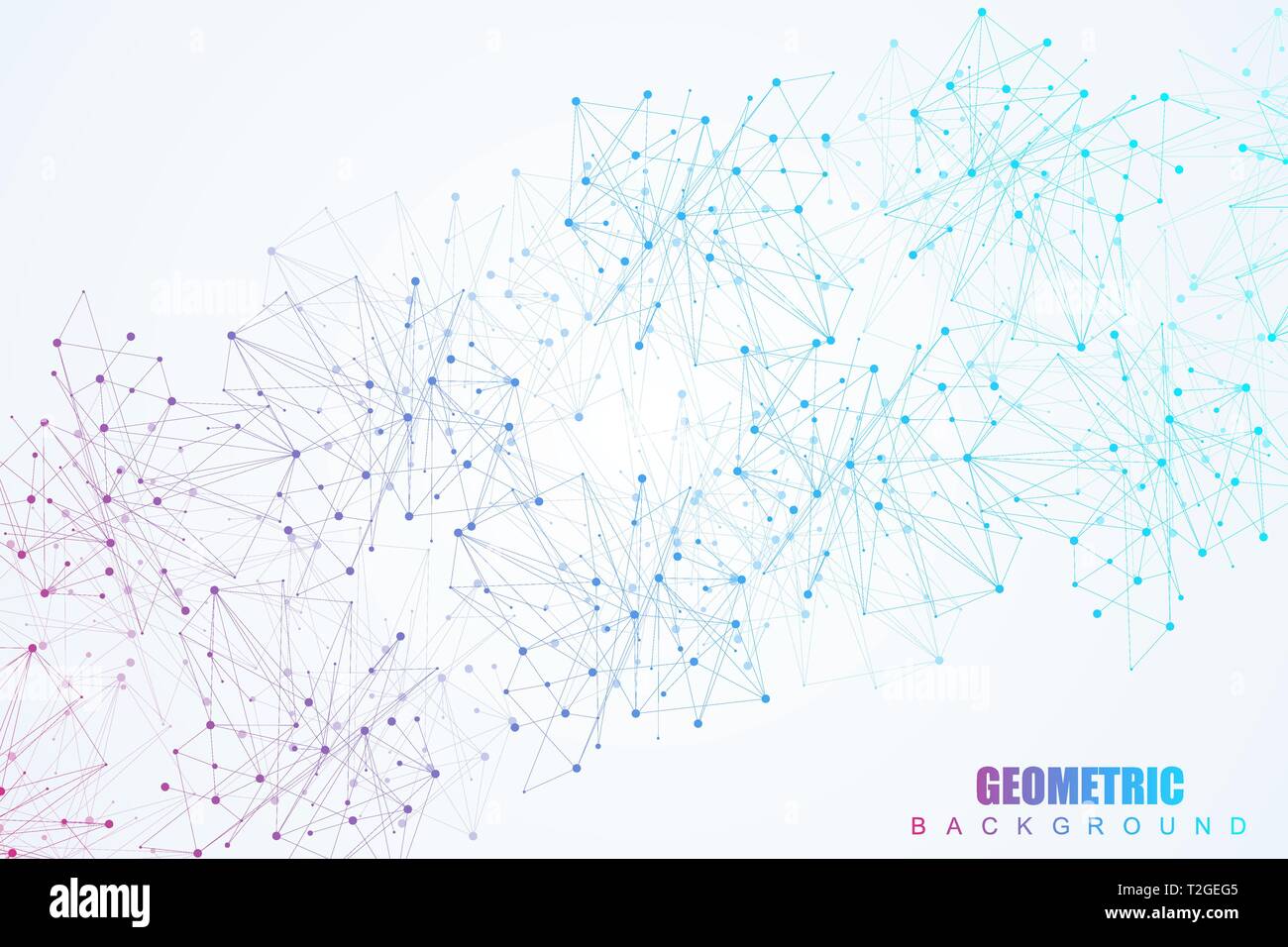 Science network pattern, connecting lines and dots. Technology hexagons ...